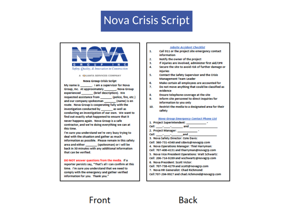 Quick Reference - Nova Group